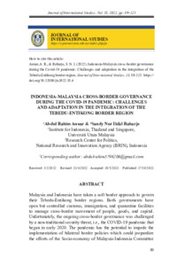 Indonesia-Malaysia cross-border governance during the Covid-19 pandemic: Challenges and ...